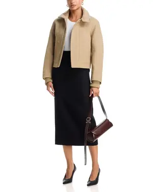 Victoria Beckham Wool Blend Bomber Jacket - Camel Melange