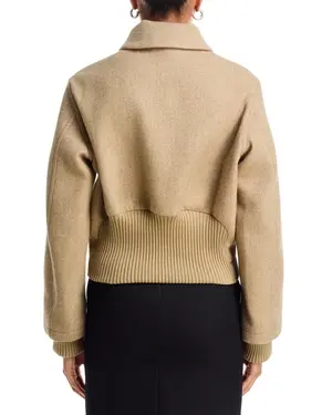 Victoria Beckham Wool Blend Bomber Jacket - Camel Melange