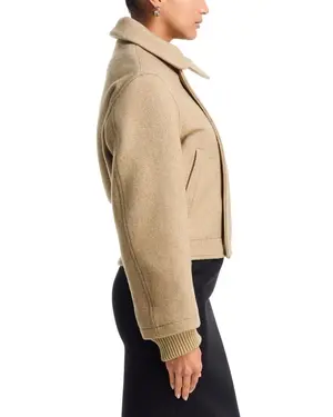 Victoria Beckham Wool Blend Bomber Jacket - Camel Melange