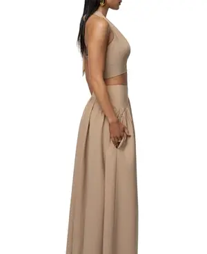 JLUXLABEL Haven Skirt Set Sleeveless Halter Top & Maxi Skirt - Tan