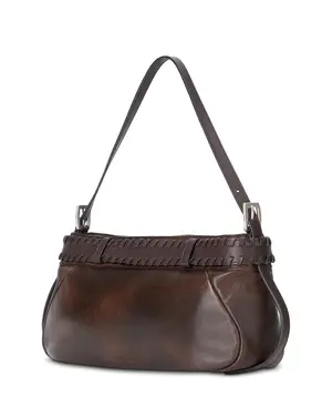 Staud Brooklyn Leather Shoulder Bag - Espresso Distressed