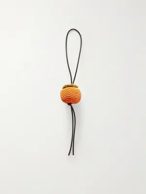 JW Anderson Crocheted Cotton And Leather Bag Charm - Orange