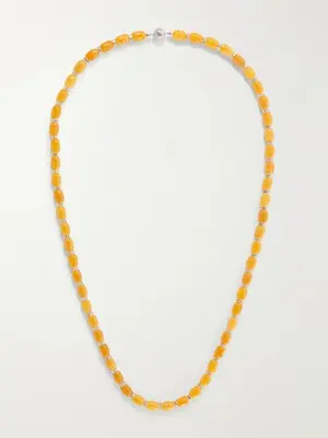 JULIETTA Julieta Rhodium-plated, Rhodochrosite And Crystal Beaded Necklace - Yellow