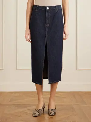 Khaite Anden Denim Midi Skirt - Blue