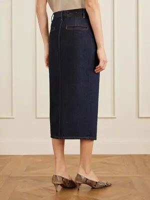 Khaite Anden Denim Midi Skirt - Blue