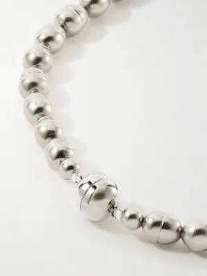 JULIETTA Mykonos Rhodium-plated Beaded Necklace With Sculptural Pendant