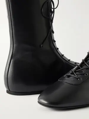 Le Monde Beryl Wren" Mid-calf Lace-up Leather Boots - Black