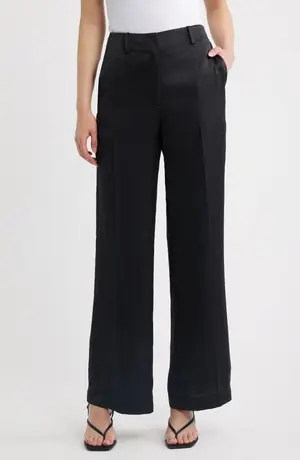 Theory Classic Straight Leg Satin Pants - Black