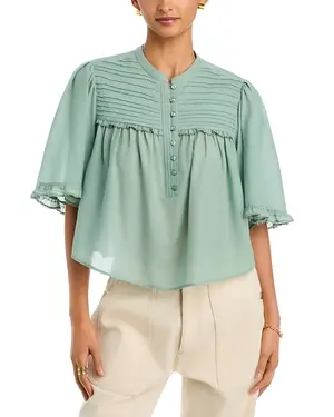 Isabel Marant Étoile Douna Pintucked Blouse - Sage