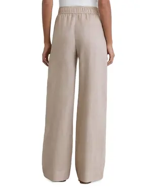 REISS Riley Linen Wide Leg Trousers - Neutral