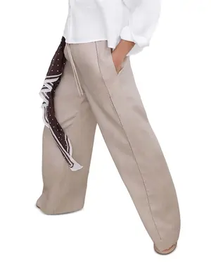 REISS Riley Linen Wide Leg Trousers - Neutral