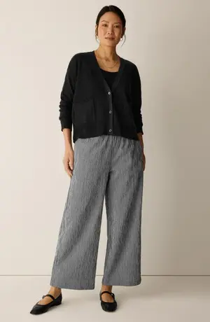 Eileen Fisher Organic Linen & Cotton V-neck Cardigan