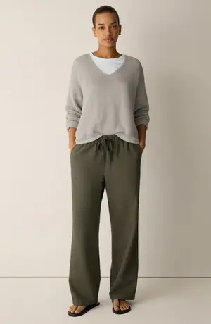 Eileen Fisher V-neck Open Knit Sweater