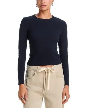 MOTHER The Long Sleeve Itty Bitty Crop Tee - Black