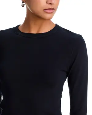 MOTHER The Long Sleeve Itty Bitty Crop Tee - Black