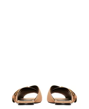 Balmain Flat Suede Leather Anthem Mules