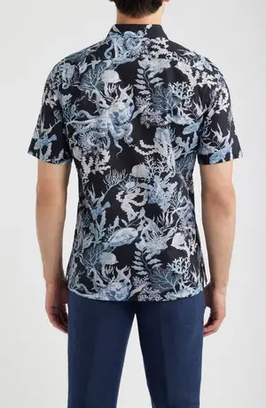 Tori Richard Octopuss Notched Collar Cotton Lawn Shirt - Black