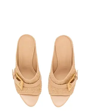 Balmain Anthem No Wedge Mules In Smooth Leather And Raffia