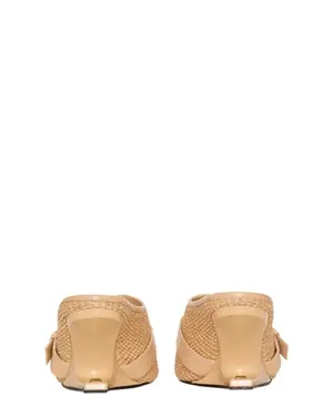 Balmain Anthem No Wedge Mules In Smooth Leather And Raffia