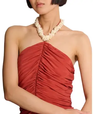 Balmain Halterneck Ruched Midi Dress