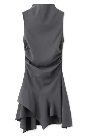 Mango Ruched Asymmetric Hem Minidress