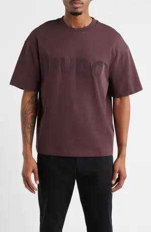 Hugo Dinkee Logo T-shirt Open Brown