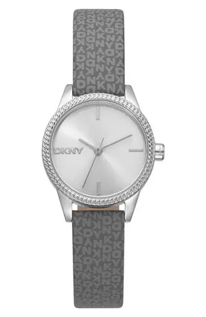 Dkny L 113 Leather Strap Watch - Silver