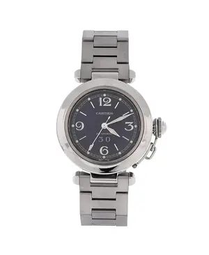 CARTIER Pasha C Big Date Automatic Watch In Stainless Steel 35mm - Dial Color: Blue