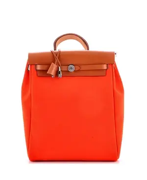 Hermès Herbag A Dos Zip Backpack Toile And Leather - Orange