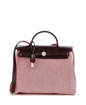 Hermès 31 Herbag Zip Criss Viking Toile And Leather - Red