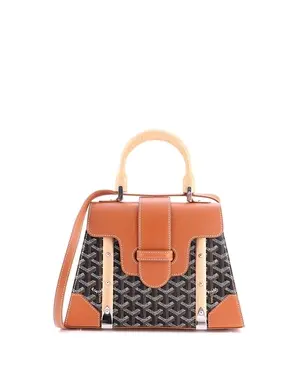 Goyard Pm Saigon Top Handle Bag Coated Canvas With Leather - Brown