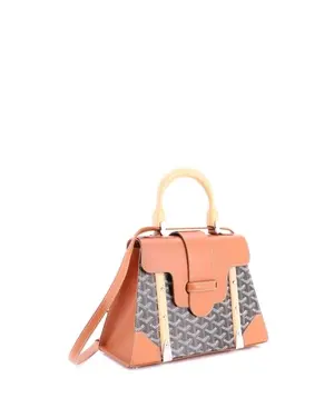 Goyard Pm Saigon Top Handle Bag Coated Canvas With Leather - Brown