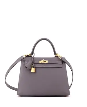 Hermès Kelly 25 Handbag Grey Epsom With Gold Hardware