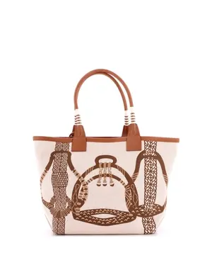 Hermès 28 Sac Steeple Tote Printed Toile With Leather - Brown
