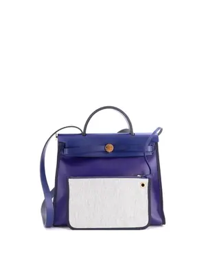 Hermès 31 Herbag Zip Berline Vache Canvas And Leather - Blue