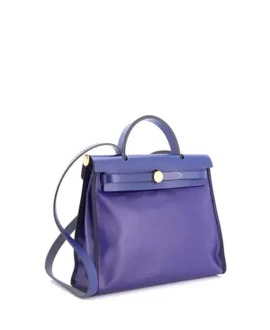 Hermès 31 Herbag Zip Berline Vache Canvas And Leather - Blue