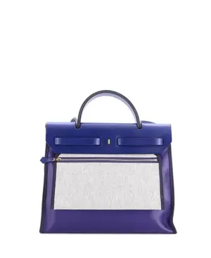 Hermès 31 Herbag Zip Berline Vache Canvas And Leather - Blue