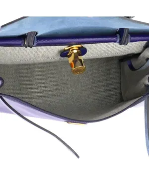 Hermès 31 Herbag Zip Berline Vache Canvas And Leather - Blue
