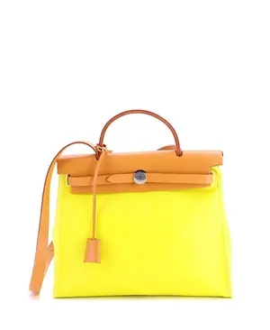 Hermès 31 Herbag Zip Berline Vache Canvas And Leather Yellow