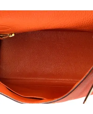 Hermès Kelly 28 Handbag Orange Clemence With Gold Hardware - Feu
