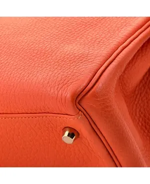 Hermès Kelly 28 Handbag Orange Clemence With Gold Hardware - Feu