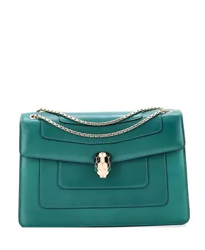 BVLGARI Medium Serpenti Forever Square Shoulder Bag Leather - Green