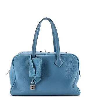 Hermès 35 Victoria Ii Bag Clemence - Blue