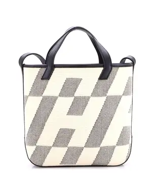 Hermès 27 Cabas H En Biais Tote Canvas With Leather - Black/ Natural