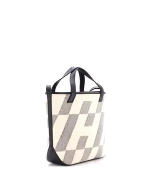 Hermès 27 Cabas H En Biais Tote Canvas With Leather - Black/ Natural