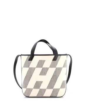 Hermès 27 Cabas H En Biais Tote Canvas With Leather - Black/ Natural