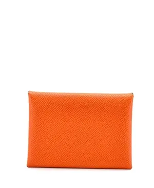 Hermès Calvi Duo Card Holder Epsom - Orange
