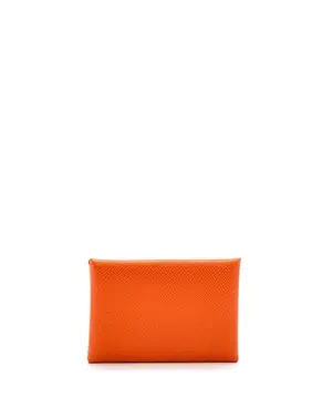 Hermès Calvi Duo Card Holder Epsom - Orange