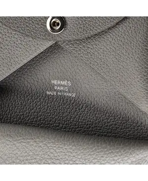 Hermès Calvi Duo Card Holder Evercolor - Gray