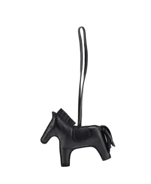 Hermès Mm So Grigri Rodeo Bag Charm Leather - Black
